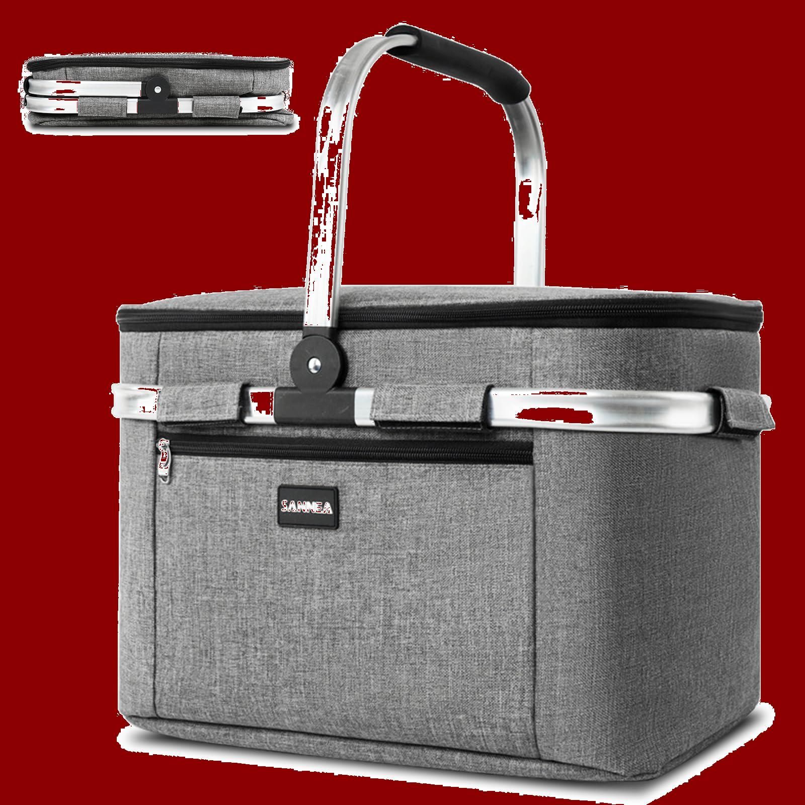 保冷 3層断熱 保温 折り畳み収納可能 30L 軽量 大容量 ソフト 手提げと肩掛け両用 クーラーボックス お弁当収納バッグ 保冷バック 【ハンドル強化版】 ピクニック/運動会/通勤/キャンプ ...