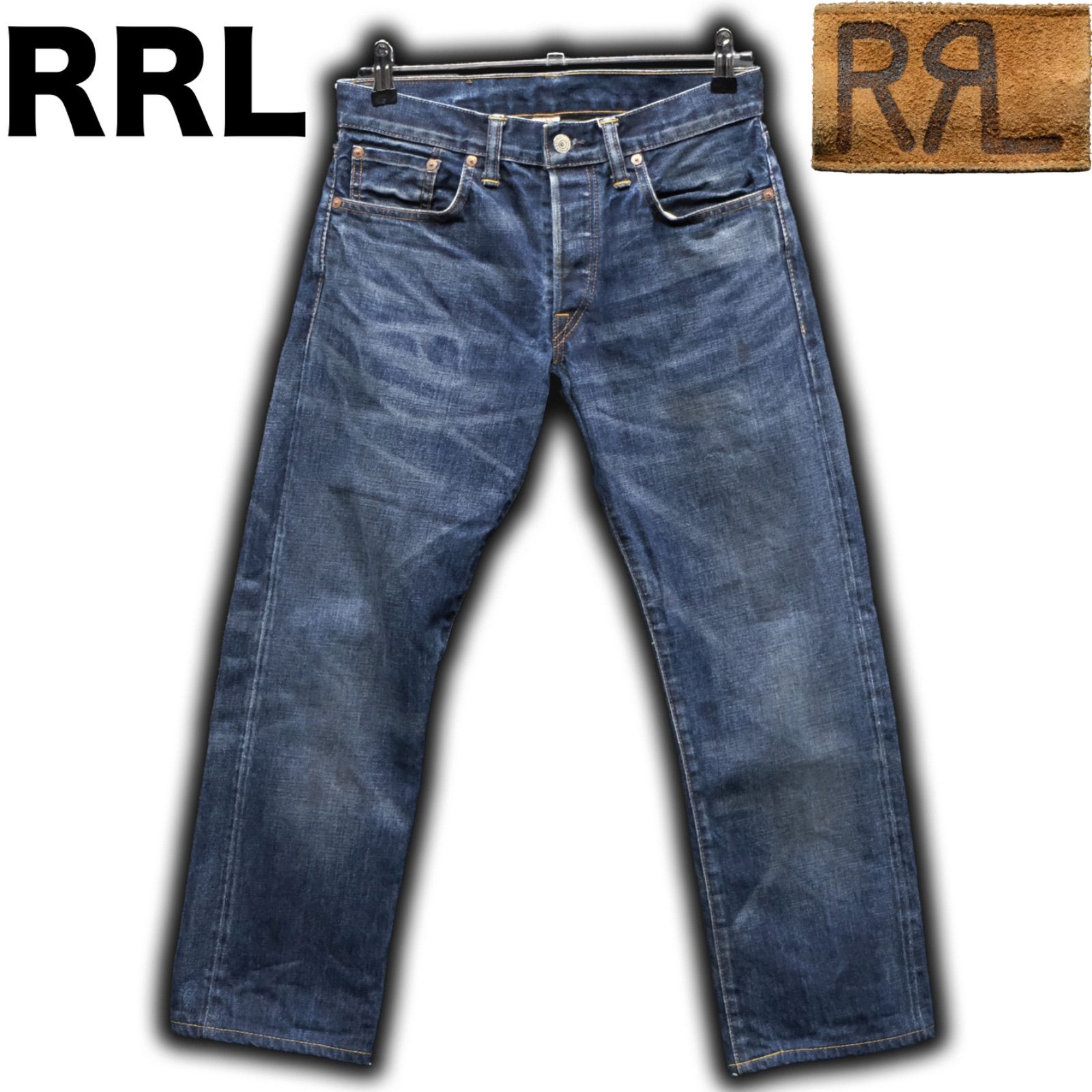 USA製 RRL SLIM STRAIGHT HELM WASH 16oz アメリカンセルビッジデニム W28/約77cm 赤耳 デニム ジーンズ ビンテージ加工 ラルフローレン スリム ...