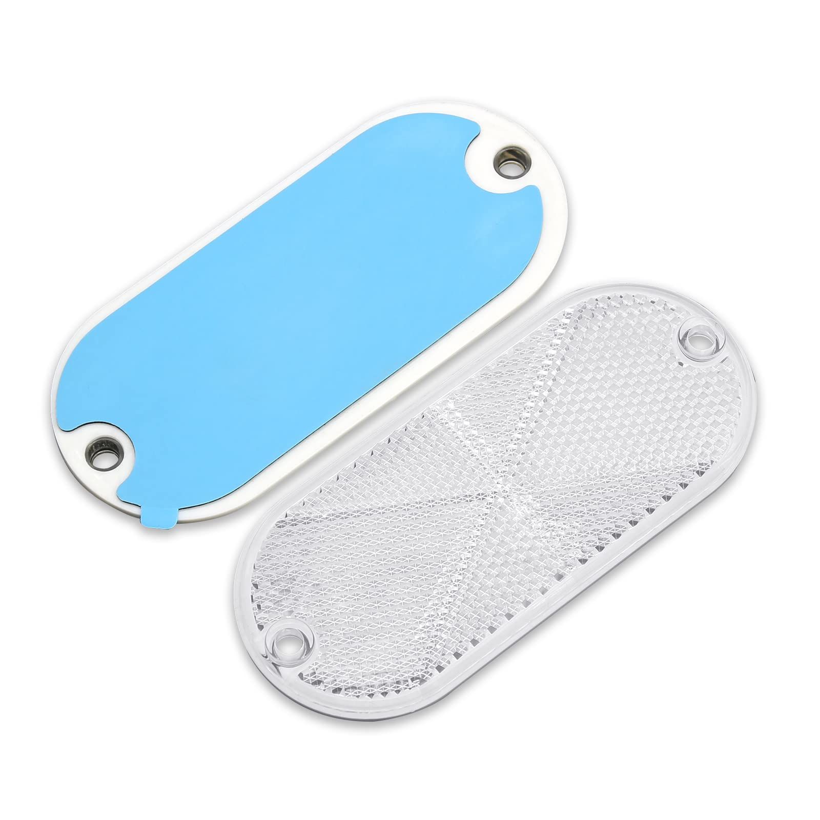 【迅速発送】MFC PRO 夜 安全警告 楕円 ホワイト 114x50(mm) 反射板 ステッカー 2枚入り 車 トラック トレーラー バス ...