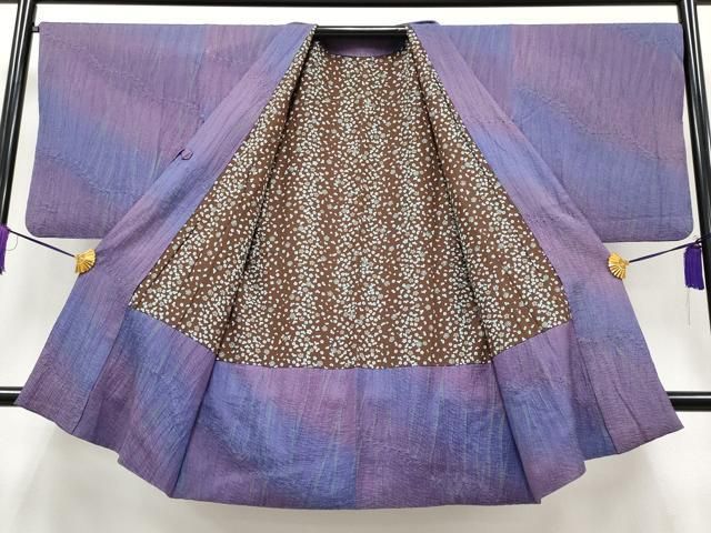 平和屋本店■極上　名門　藤娘きぬたや・総絞り　道中着　ロング丈　杢目文様　暈し染め　逸品　CYAA2013s5 平和屋本店□極上 名門 藤娘きぬたや・総絞り 道中着 ロング丈 杢目
