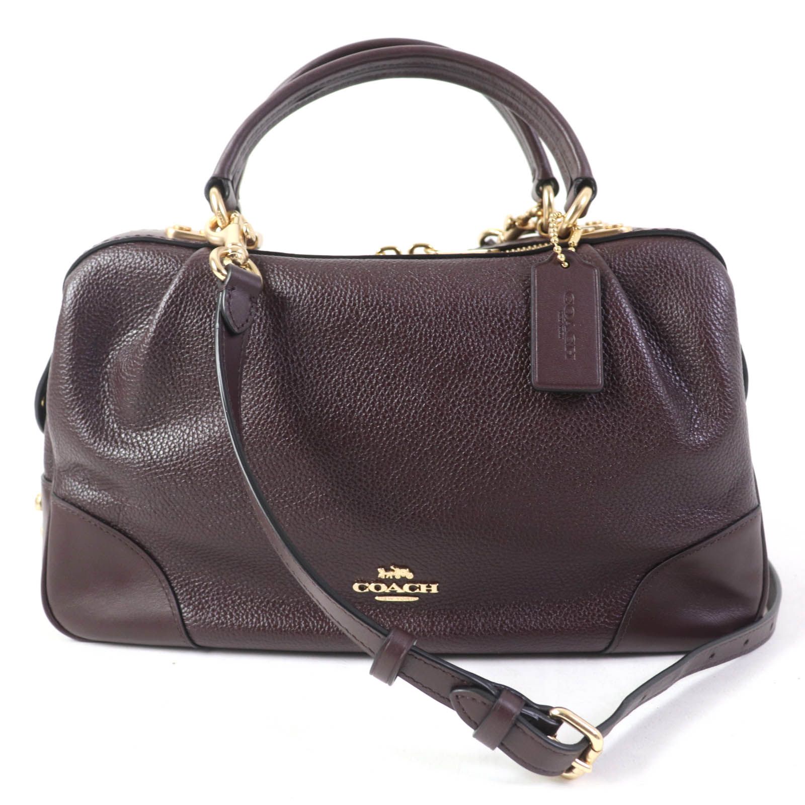 極美品☆COACH コーチ 69621 レーン サッチェル ロゴ金具付 ペブルレザー 2WAY ショルダー・ハンドバッグ ミニボストンバッグ ...