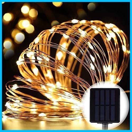 【在庫処分】IP65防水仕様 選べる8パターン点灯 屋外 10M 室内 正月 100電球 結婚式 誕生日 パーティー ソーラーイルミネーションライト クリスマス 飾り (ウォームホワイト ...