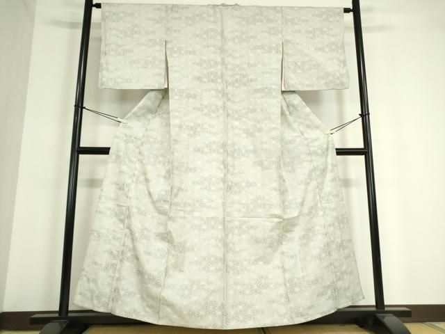 平和屋着物▽上質なお召 単衣 菱文 正絹 逸品 CAAV9461ze