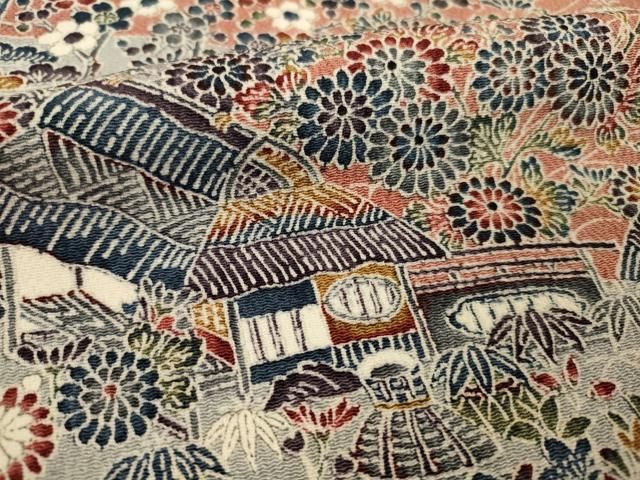 平和屋着物□上質な小紋 渡橋風景文 松竹梅 正絹 逸品 DAAR3375zy 平和