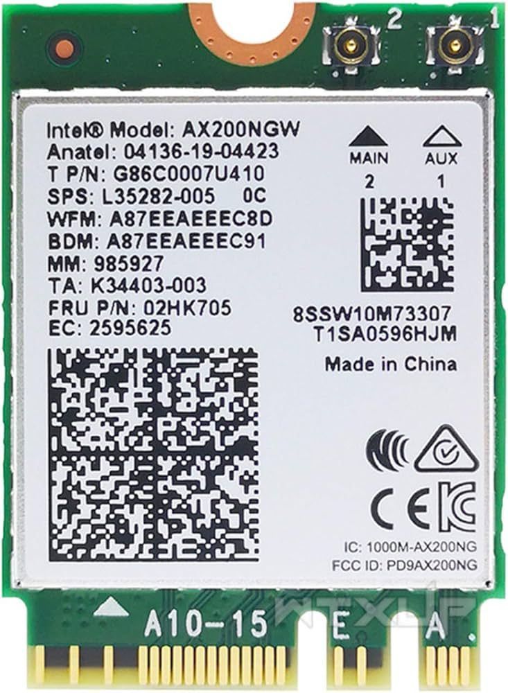 Intel Wi-Fi 6 AX200 Gig+ AX200NGW M.2 2230, M.2 1216 2.4GHz/5GHz 2.4 ...