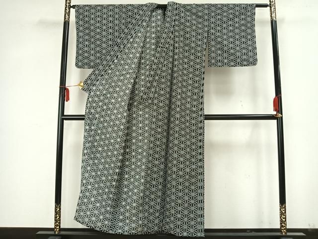 平和屋着物▽上質な小紋 単衣 水玉 黒地 正絹 逸品 CAAR9936ev