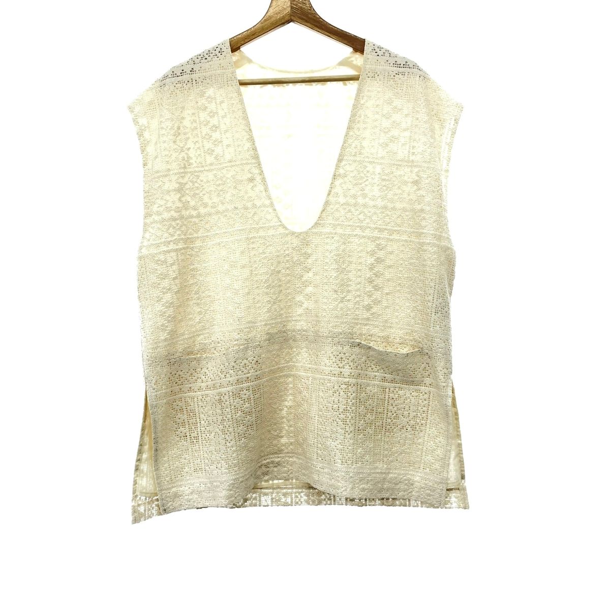 BEARDSLEY ビアズリー 22SS ブラウス サイズ:F BEZ1021304A0005 ホワイト 綿 レディース レースプルオーバーベスト 240001131525 - メルカリ