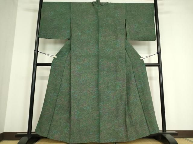 平和屋着物▽上質な紬　単衣　草花文　正絹　逸品　DAAV5440az 平和屋着物▽上質な紬 単衣 草花文 正絹 逸品 DAAV5440az