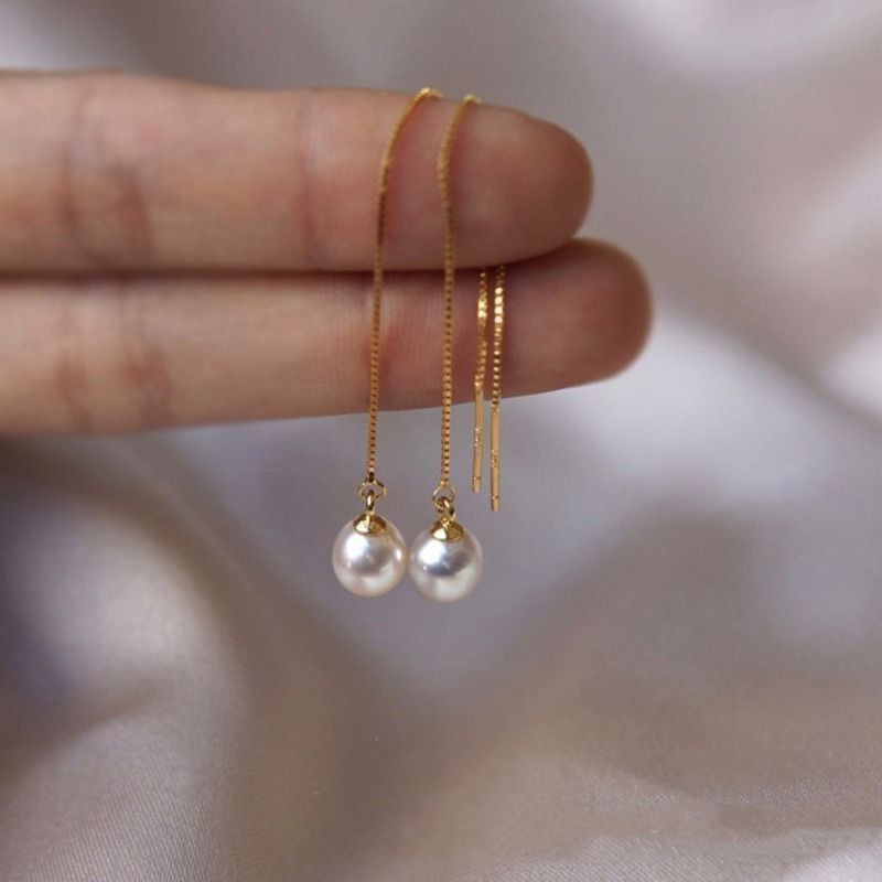 新品 淡水真珠 K18 パール チェンピアス 18金 ゴールド アメリカンピアス シンプル 上品 本真珠 オシャレ ネックレス kkkoby ...