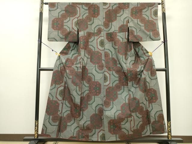 平和屋着物□極上 本場大島紬 7マルキ 朱雀 花唐草文 逸品 DZAA7640kh5