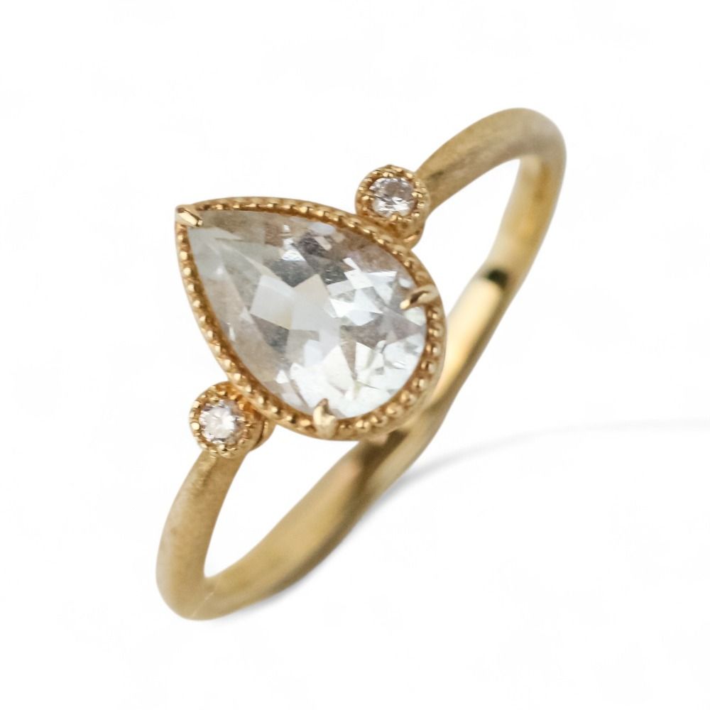 美品 agete アガット K10YG ドロップ アクアマリンリング ダイアモンド D0.01ct 指輪 約11号 イエローゴールド レディース 古着 中古 USED - メルカリ