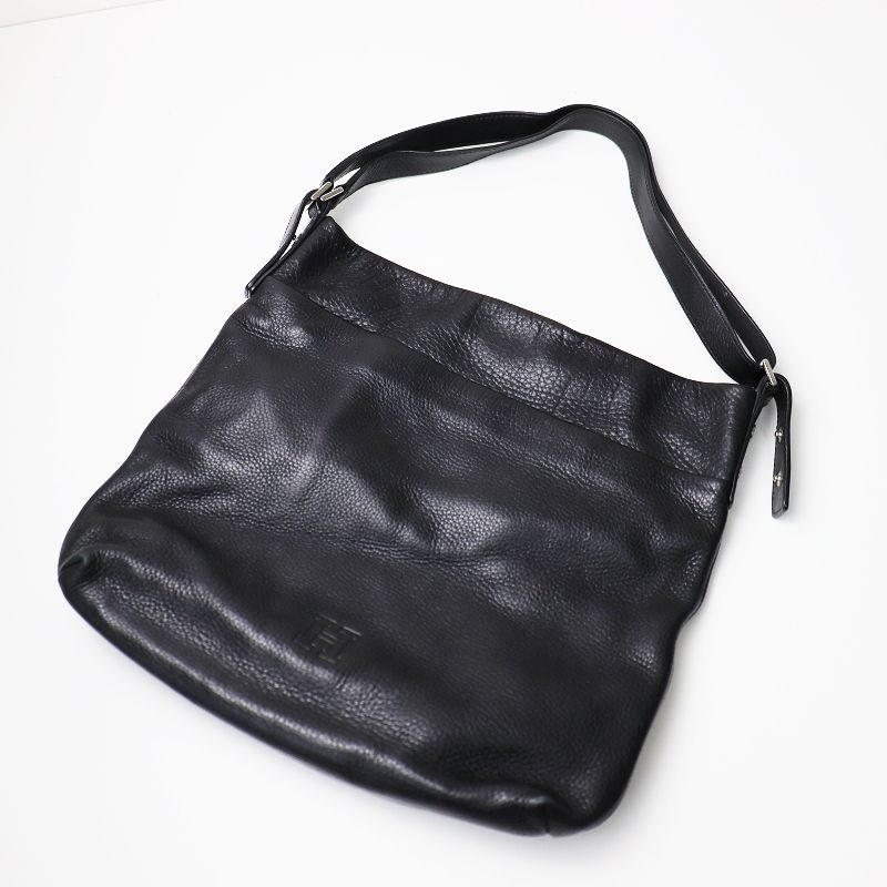 HIROFU ヒロフ レザーショルダーバッグ/ブラック ハンドバッグ シボ革【2400013529822】 - TRESOR メルカリ店 - メルカリ