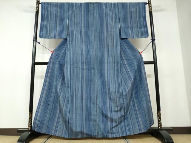 平和屋着物▽上質な紬 単衣 斜線文 正絹 逸品 DAAV5570az