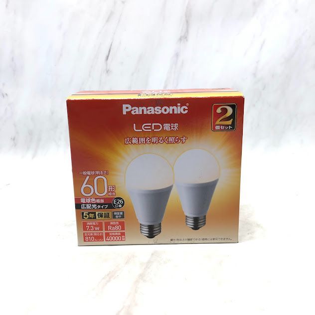 【新品・未開封品】パナソニック Panasonic LED電球 ホワイト E26 電球色 2個 60W相当 一般電球形 広配光 LDA7L-G/E/W/2T HM0725 0911ML013 ...