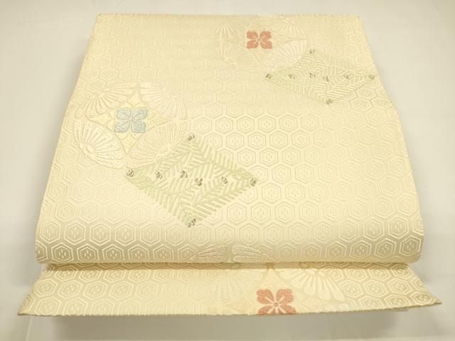 平和屋着物■極上　高田倭男　六通柄袋帯　唐織　まほろば　天平唐花文錦文様　金糸　反端付き　逸品　CZAA4348s5 平和屋着物○六通柄袋帯 高田倭男 唐織 松菱花丸文 金糸 正絹 逸品