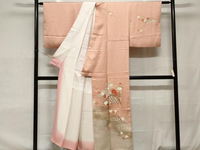 平和屋着物○訪問着 総絞り 流水笹花文 正絹 逸品 CAAW7568yc