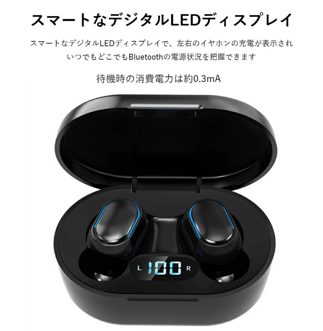 ワイヤレス イヤホン イヤフォン Bluetooth ブルートゥース iPhone Android アンドロイド 片耳 両耳 完全 光 LED ...