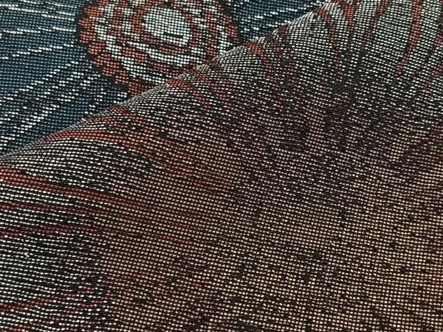 平和屋着物＃羽織 寿光織 舞菊文 黒地 金銀糸 正絹 逸品 CAAV5627id