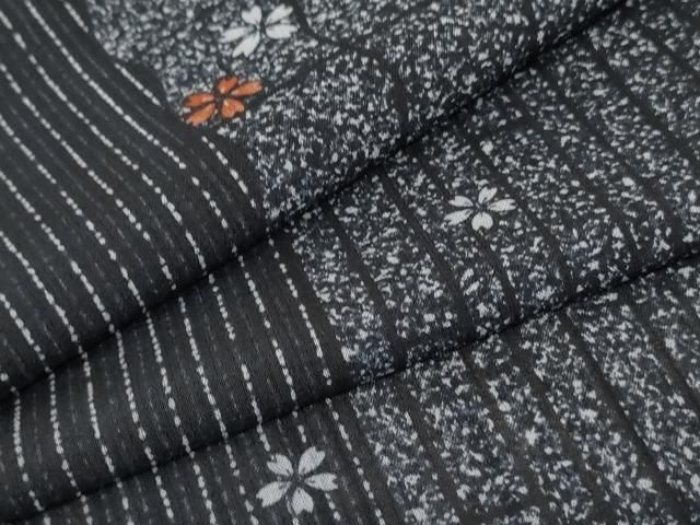 平和屋着物▽小紋 単衣 花筏文 金彩 洗える着物 DAAS4008du