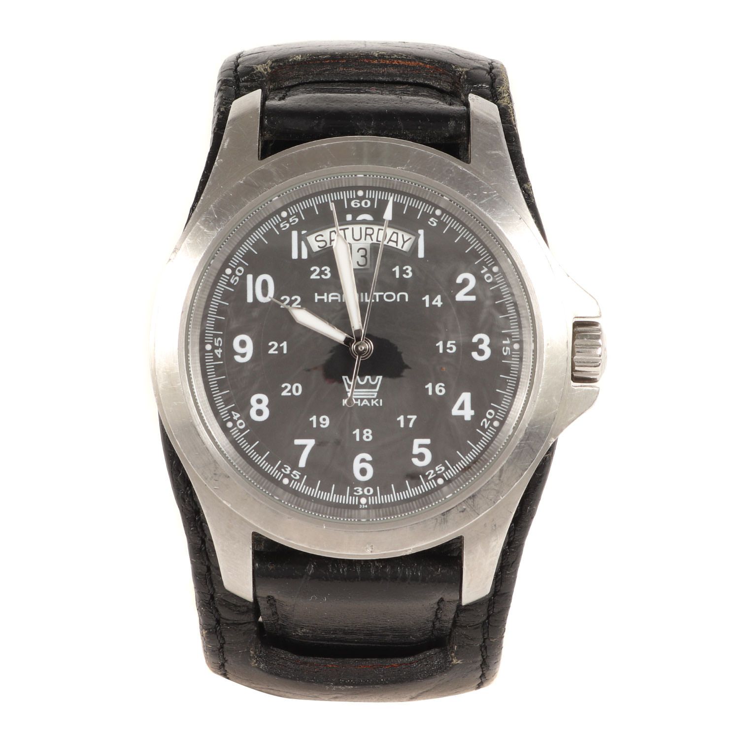 NEIGHBORHOOD ネイバーフッド 腕時計 10AW HAMILTON PORTER コラボ カーキ キング レザーベルト アナログ時計 ...