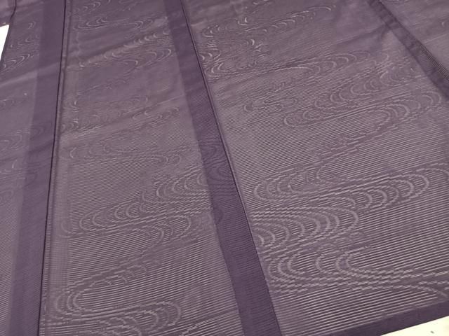 平和屋着物＊夏物 色無地 流水紋紗 深紫色 洗える着物 DAAV1721op