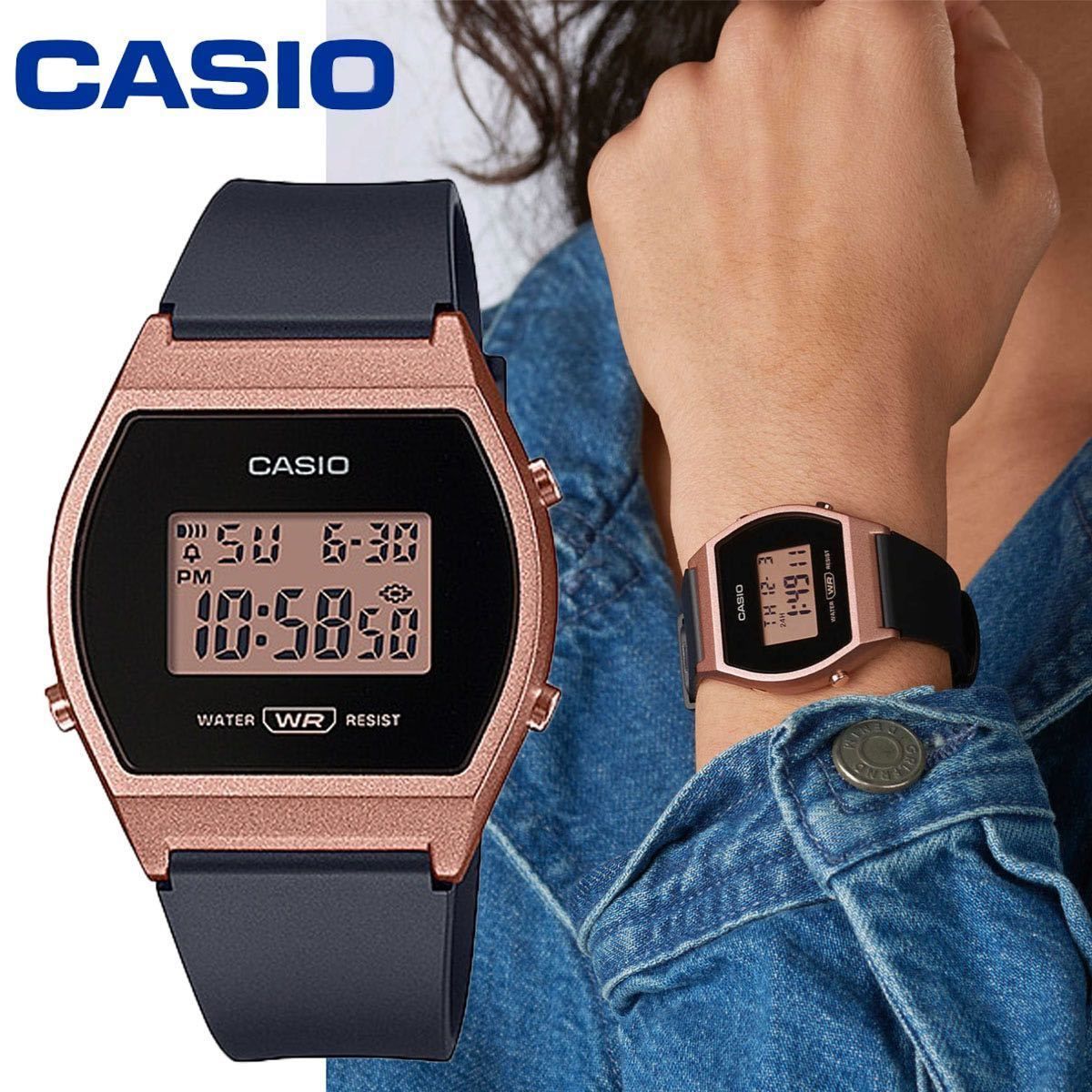 CASIO カシオ LW-204-1A ブラック ローズ ピンク 腕時計 スタンダード STANDARD DIGITAL デジタル 女性 子供 ...