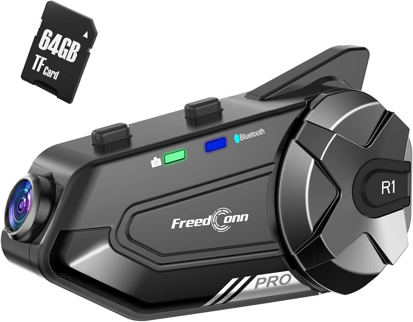 FreedConn R1Pro バイク インカム カメラ付き インカム バイク ドラレコ 6人同時通話 連続使用38時間 140°超広角 2 ...