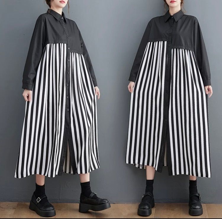 モード系 個性派 ストライプ×黒 長袖ワンピース - Prune セレクトショップ - メルカリ