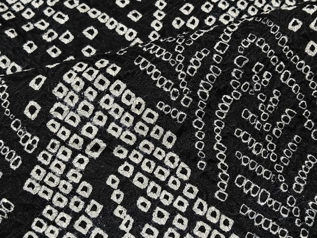 平和屋着物＃羽織 総絞り 雲重ね文 黒地 正絹 逸品 BAAU0064gt