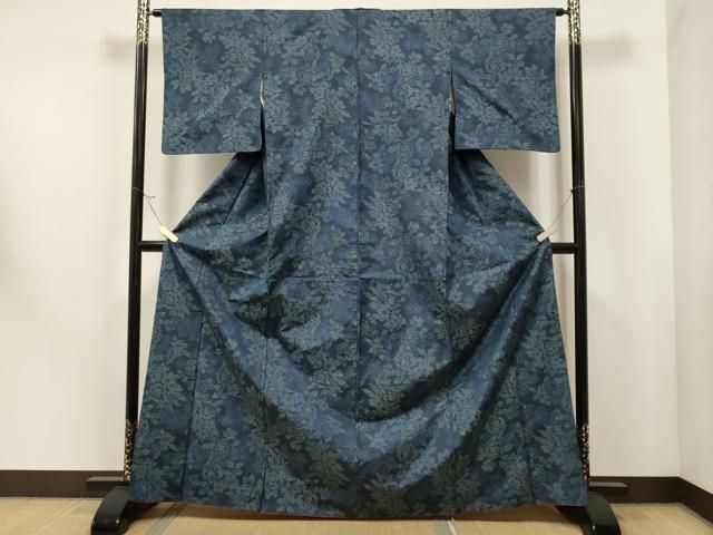 平和屋着物●本場大島紬　一元7マルキ　総絣　花唐草間道　正絹　逸品　未使用　AABA0317zg 平和屋着物○本場大島紬 泥染め 一元7マルキ 花唐草間道 正絹