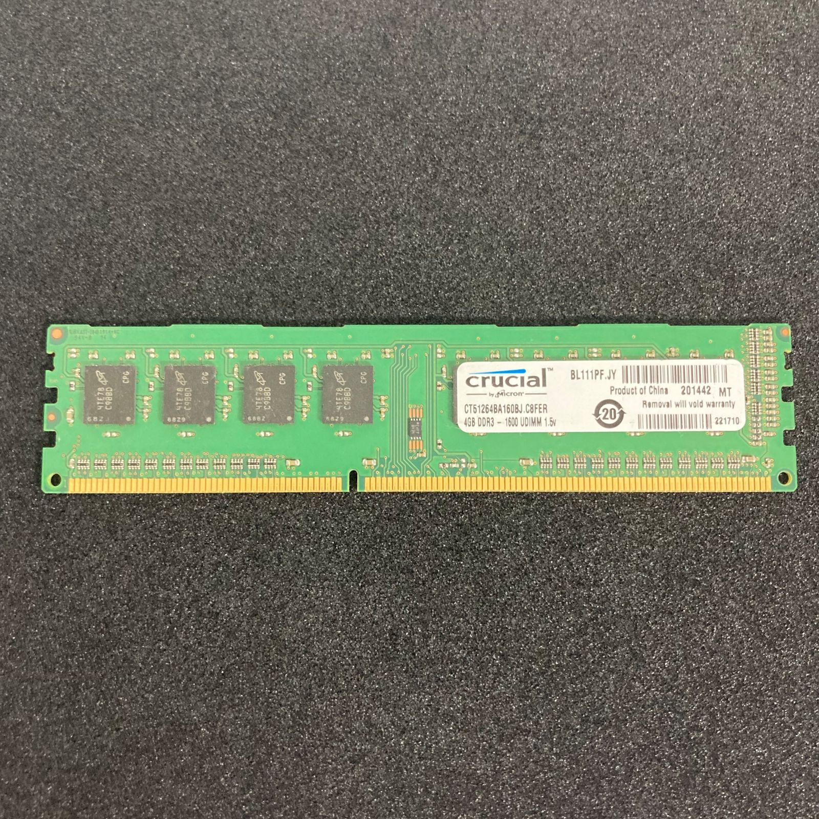 Crucial PCメモリ 4GB ／DDR3-1600／／CT51264BA160BJ／ DIMM デスクトップ用【147】 - アプローズ工房 - メルカリ