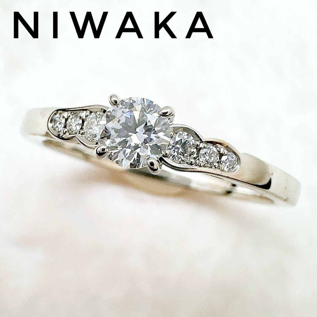 美品🌟NIWAKA 俄 花麗 HANAURARA ダイヤモンド 0.23ct プラチナ リング 約13.5号 U - メルカリ