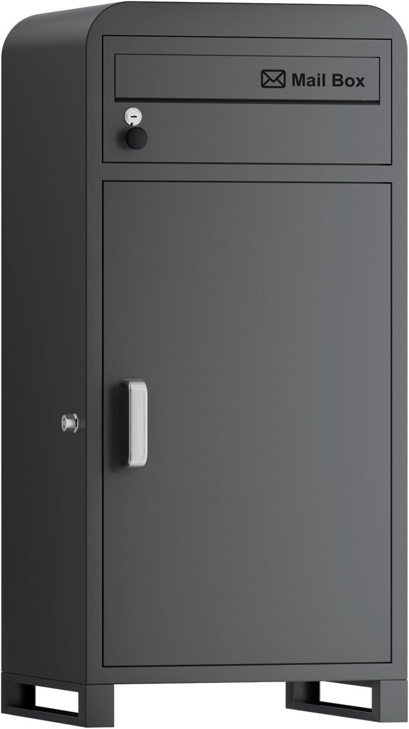 【複数投函可能/ポスト一体型/大容量】 VARNIC 宅配ボックス 組み立て不要 屋外 大容量 宅配BOX 防水・防錆 据え置きベース・マグネットシート付き 郵便受け 盗難防止 両開扉 戸建て ...