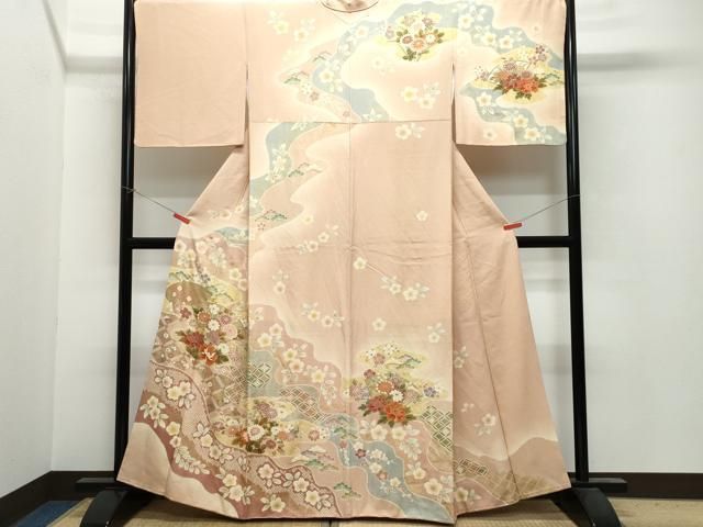 平和屋着物○訪問着 地紙草花文 金彩 さが美扱い 正絹 逸品 CAAU9922vf
