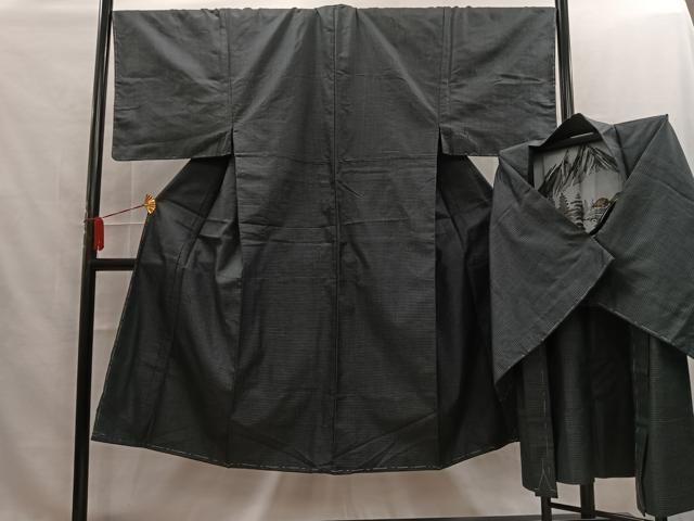 平和屋着物○男性 本場大島紬 アンサンブル 80亀甲 総詰め 正絹 逸品