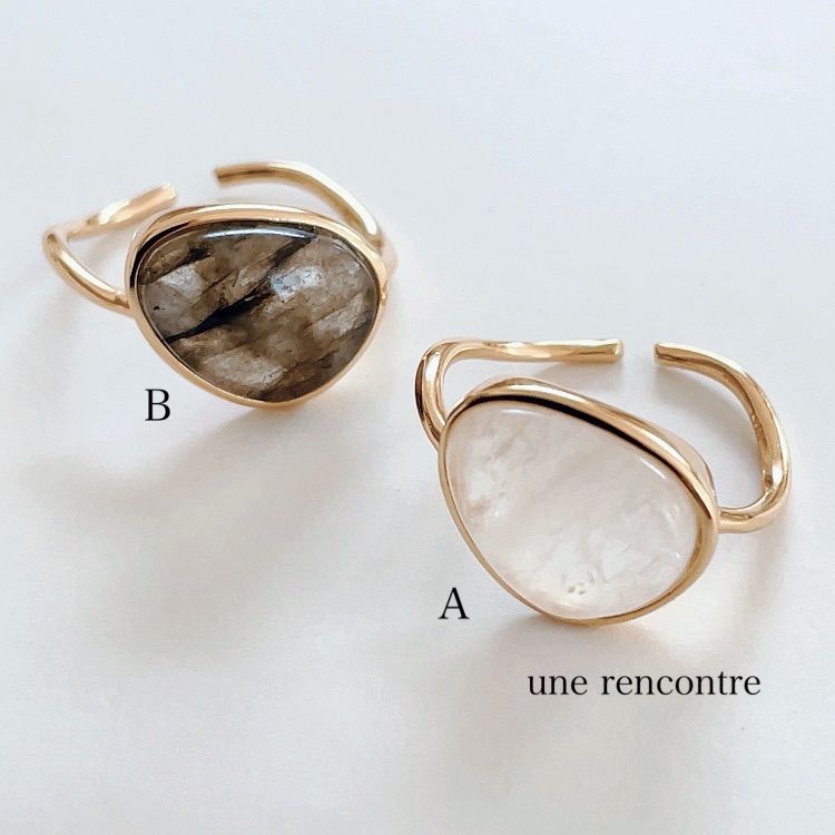 R-16 stone ring /A水晶.Bムーンストーン s925 k18 - メルカリ