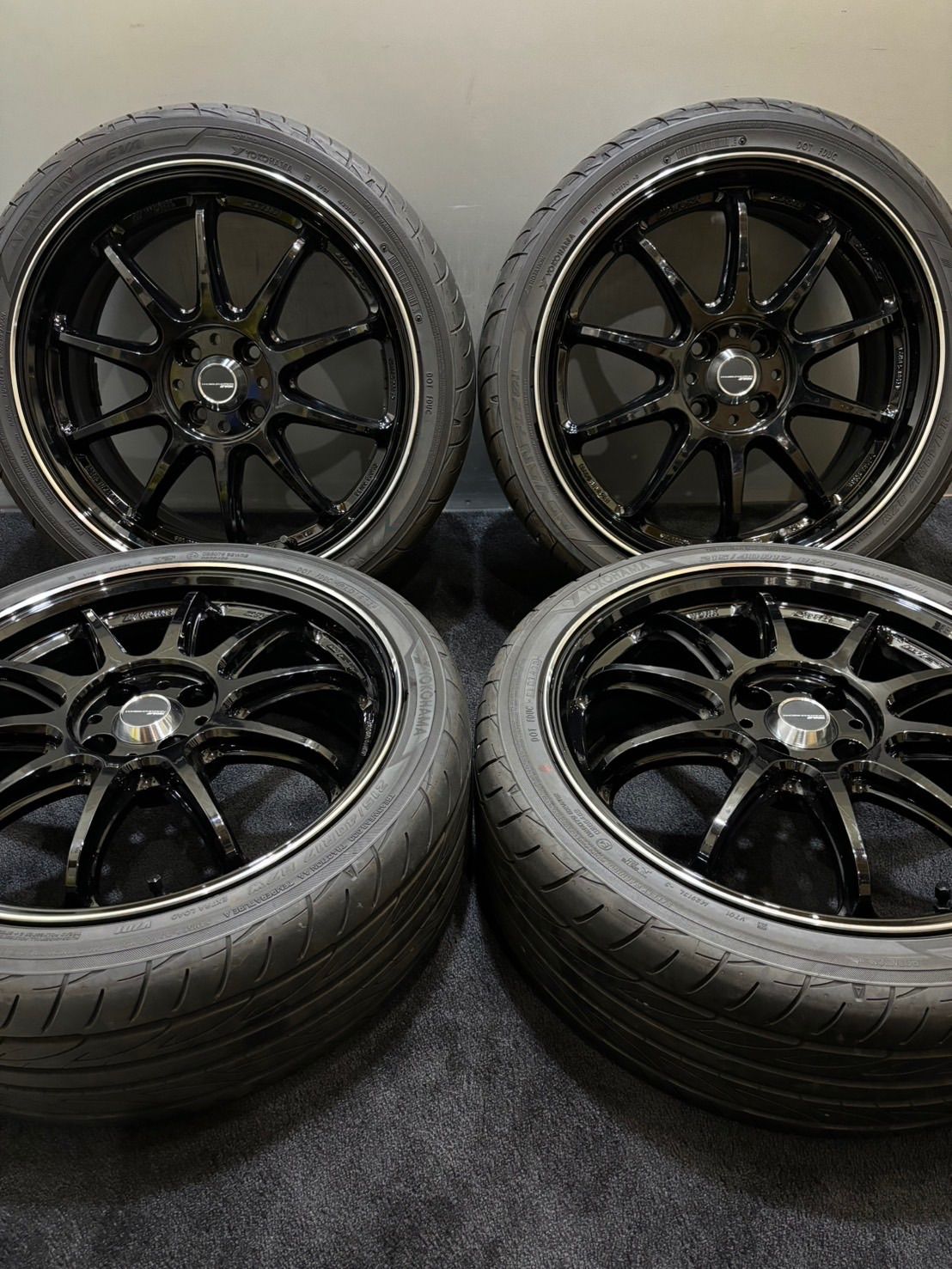 ★215/40R17 YOKOHAMA/ADVAN FLEVA V701 23年製 WORK EMOTION ZR10 17インチ 7J +38 100 4H 夏タイヤ 4本 アクア ノート ...
