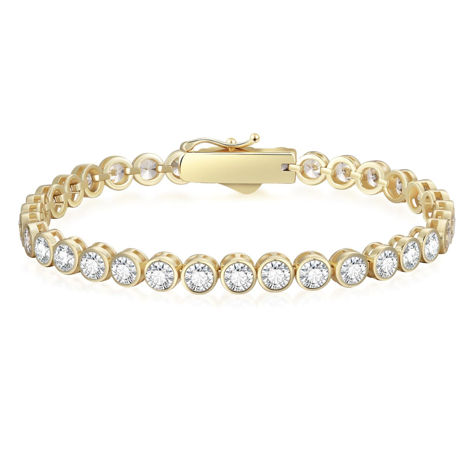 KRKC テニスブレスレット レディース ブレスレットメンズブレスレット 幅さ2/3/4mm シルバー925 ジルコニア CZダイヤ キラキラ ホワイトゴールド/K14金/ピンクゴールドメッキ ...