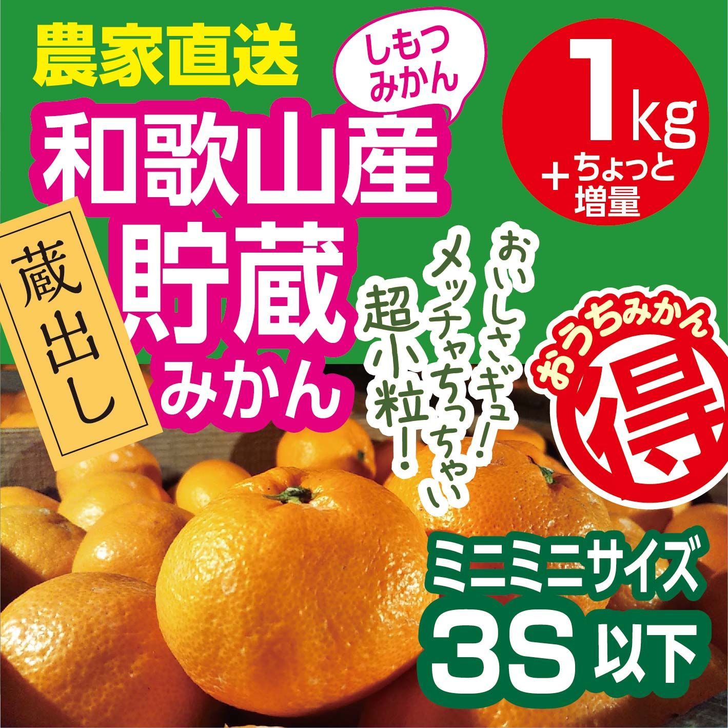 コタツみかん【家庭用】和歌山しもつ産貯蔵みかんミニミニ3S／1kgコンパクト便 - メルカリ