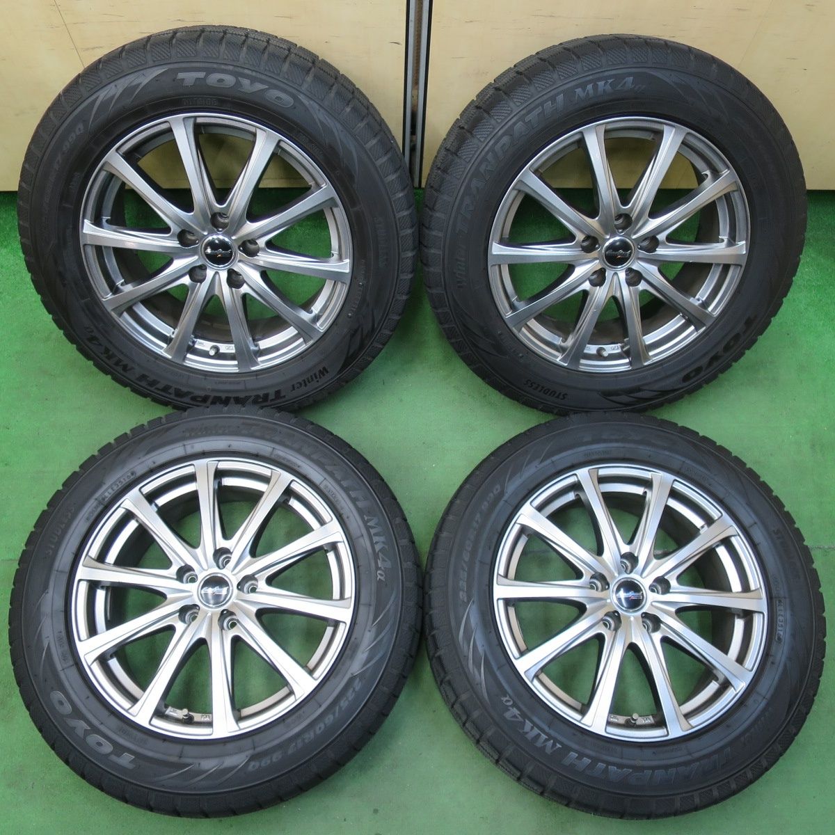 [送料無料] バリ溝！キレイ！9分★スタッドレス 225/60R17 トーヨー ウインター トランパス MK4α Eurospeed MANARAY SPORT 17インチ PCD114.3 ...