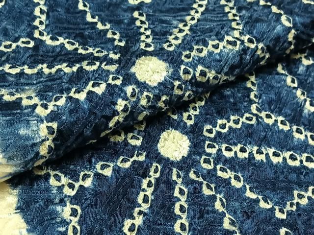 平和屋着物▽上質な小紋 単衣 短冊花鳥文 金彩 鬼しぼ縮緬