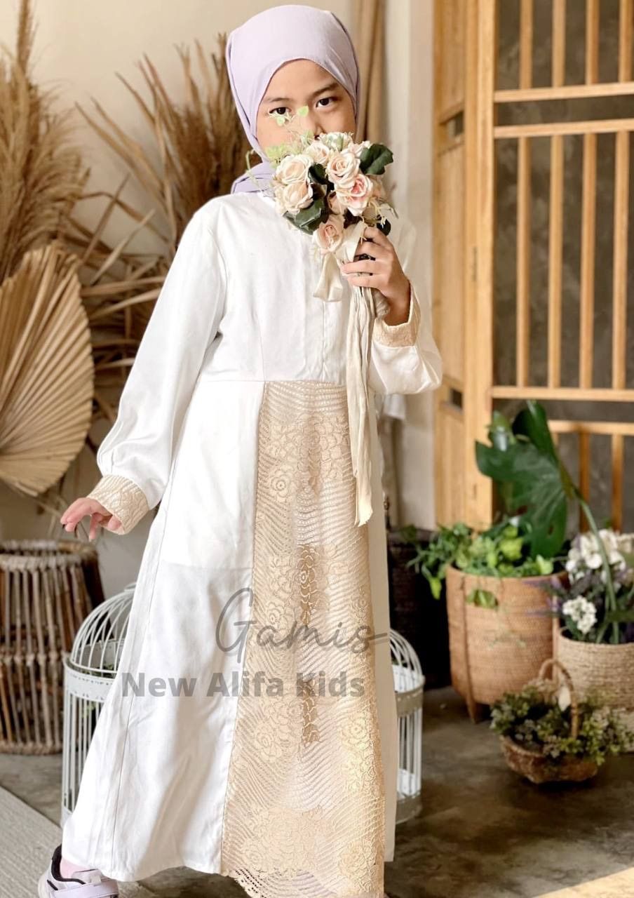 子供用ムスリムロングドレス- NEW ALIFA WHITE DRESS KIDS CLOTHING KIDS GIRLS MOSLEM ...