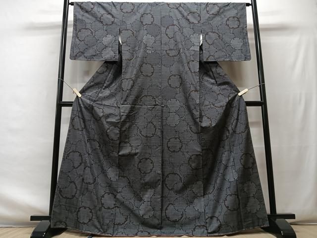 平和屋着物●上質な紬　雪輪文　正絹　逸品　CAAX0827vf 平和屋着物○上質な紬 雪輪文 正絹 逸品 CAAX0827vf