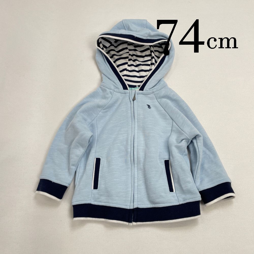ap9740 OBAiBi オバイビ BABY ベビー パーカー 70 12M 74cm ブルー ラッコ 長袖 12ヶ月 バックプリント ワン ...