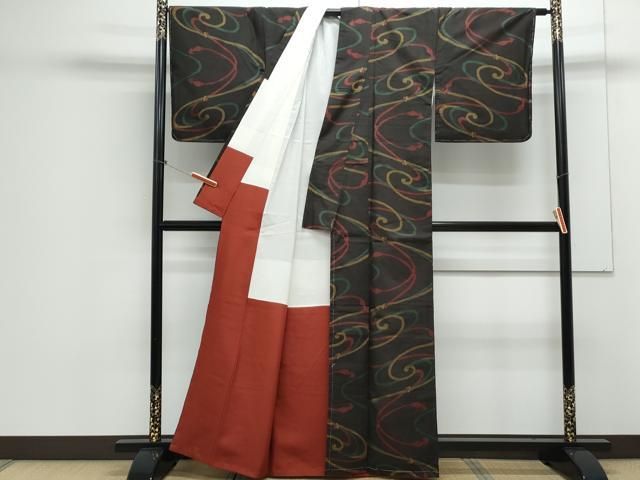 平和屋着物○本場大島紬 7マルキ 泥染め 結び紐文 証紙付き 正絹