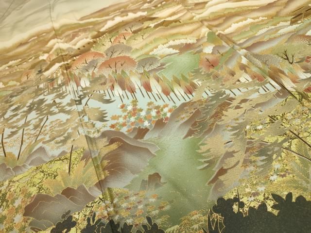 平和屋着物□訪問着 樹林文 暈し染め 金彩 正絹 逸品 AAAY5571ph