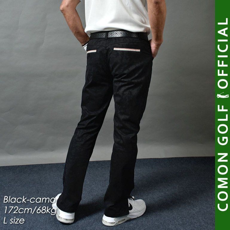 新品【COMONGOLF/コモンゴルフ】スリット入りストレッチローライズゴルフパンツ/ブラックカモフラ(CG-GI013)ゴルフウェア メンズ パンツ 春 秋 ロングパンツ ズボン ライン ...
