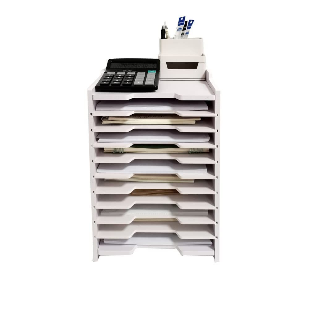 Yfs B4 卓上ラック 3段 4段 5段 6段 7段 8段 10段 高さ調節可能 A4 B4対応 書類入れ A4 B4レターケース 書類ケース 新聞 雑誌 ファイル フォルダー収納 木製