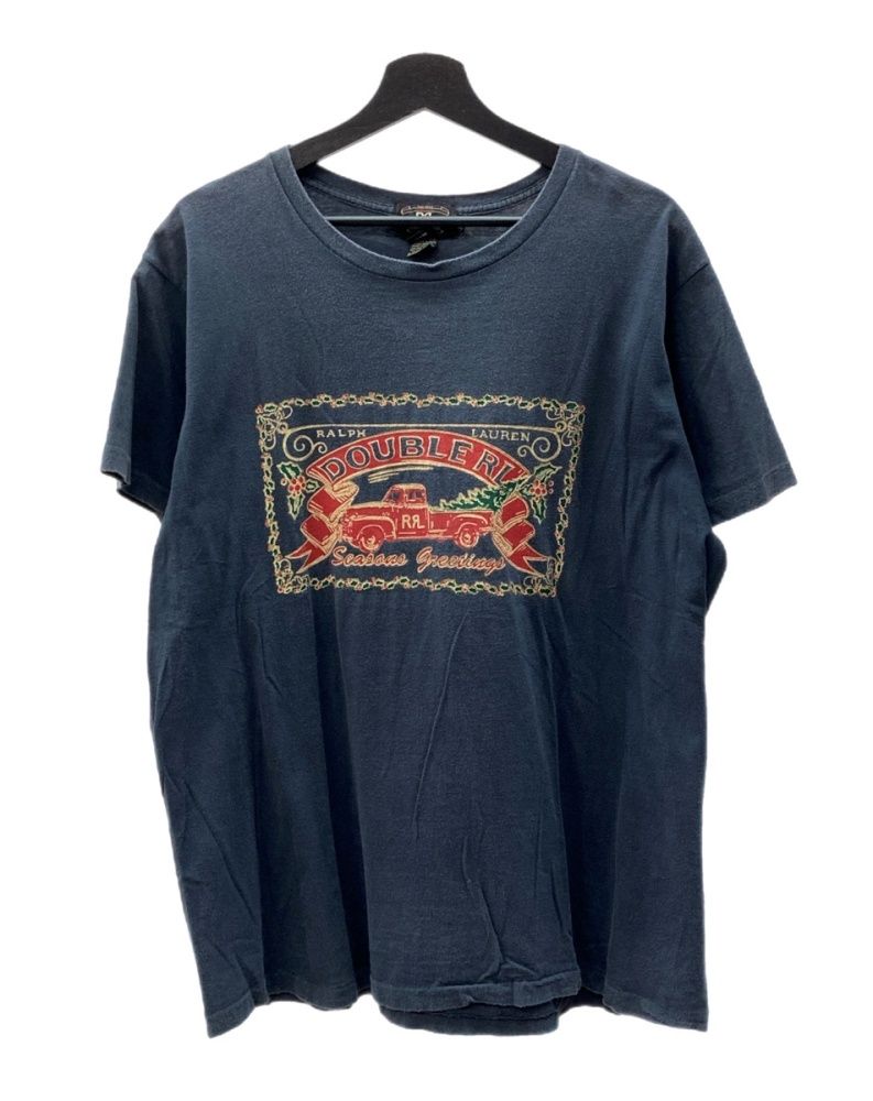 ダブルアールエル RRL 90s PRINT LOGO T-SHIRT プリント ロゴ Tシャツ トラック ひいらぎ 半袖 USA製 三ツ星タグ Ralph Lauren 紺 Tシャツ ...