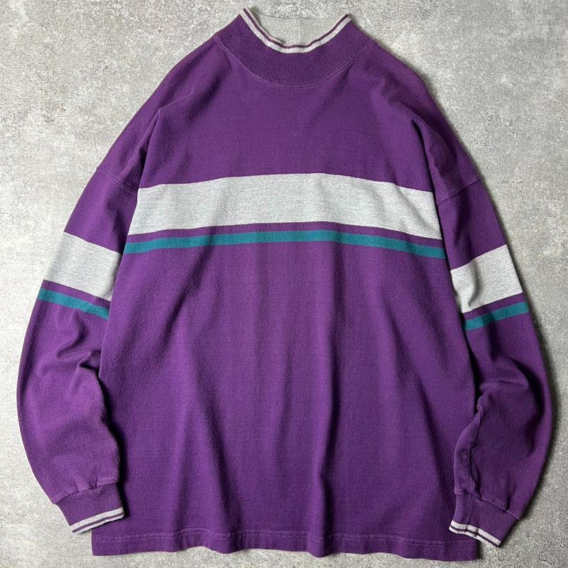 80s USA製 LLBean モックネック ボーダー 長袖 Tシャツ XXL / 80年代 アメリカ製 ビンテージ エルエルビーン ラガー ロンT - メルカリ